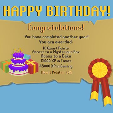 "Birthday Time! - Osrs- Happy Birthday Anniversary Greeting Card - Gift ...