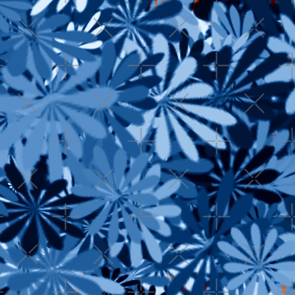 "BIG BLUE PALM LEAVES TROPICAL - SHADES OF BLUE - TROPICAL PATTERN " by ...