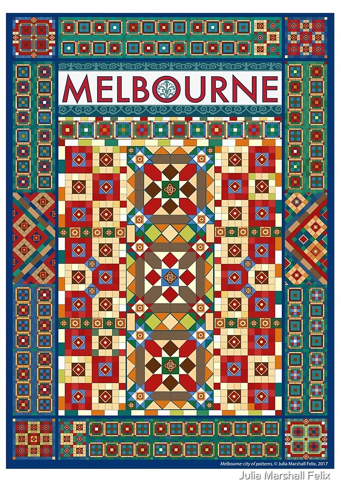 "Melbourne: city of pattern (retro red colourway)" by Julia Marshall ...