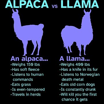 "ALPACA vs LLAMA Know The Difference Save A Life" Poster for Sale by ...