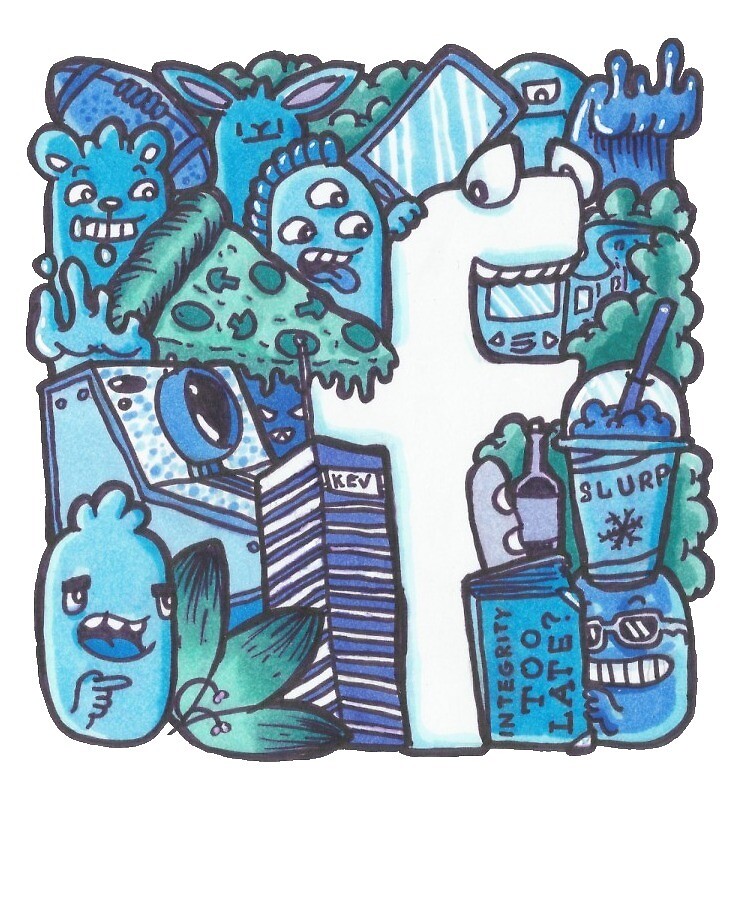"Facebook Logo / Icon / Symbol Doodle" by KevKomix | Redbubble