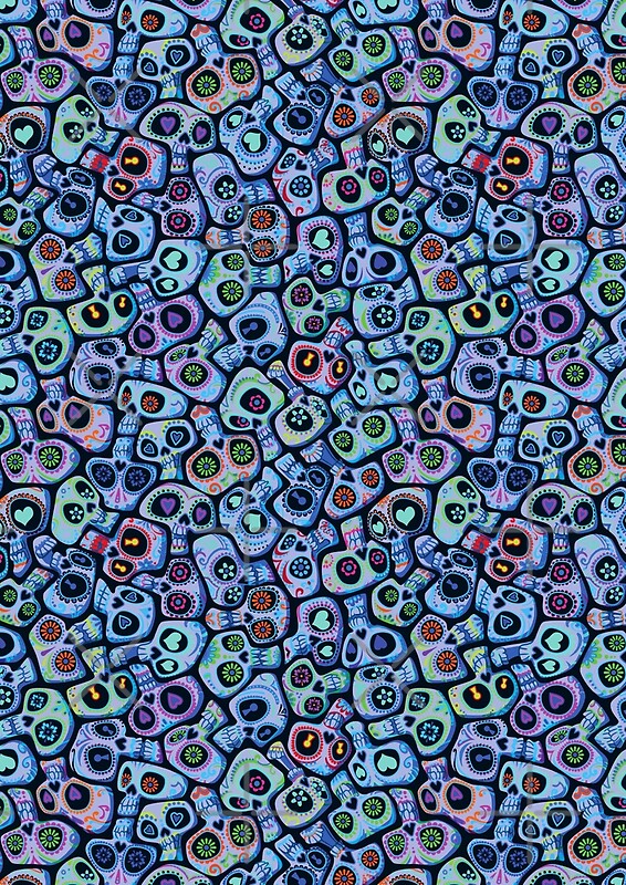 "Calaveras del Dia de los Muertos Azules" by Iker Paz Studio | Redbubble