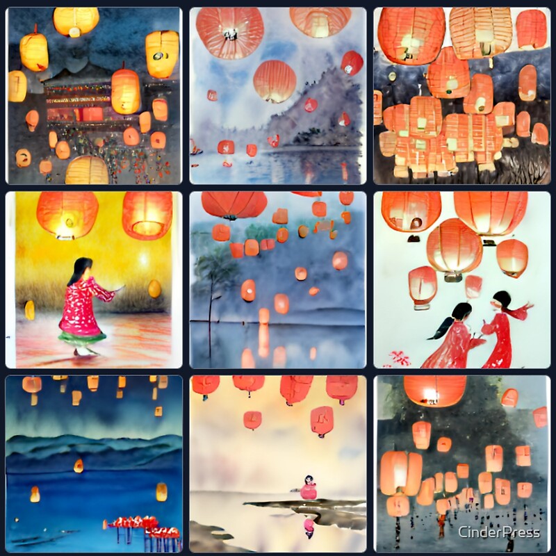 "Yi Peng Lantern Festival / Lanterns art" by CinderPress | Redbubble