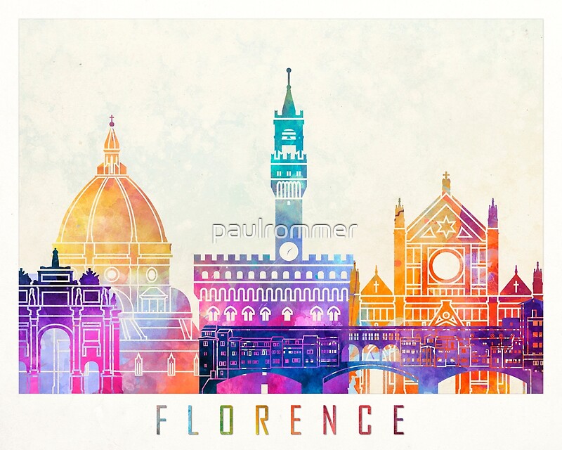 "Florence landmarks watercolor poster" by paulrommer | Redbubble