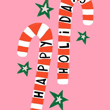 "HAPPY HOLIDAYS CANDY CANES / PINK" Greeting Card for Sale by ahanso ...