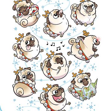 "Reindeer Pugs Christmas card" Greeting Card for Sale by inkpug | Redbubble