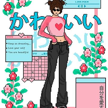 "kawaii pink fashion girl pixel art" Art Board Print for Sale by ...