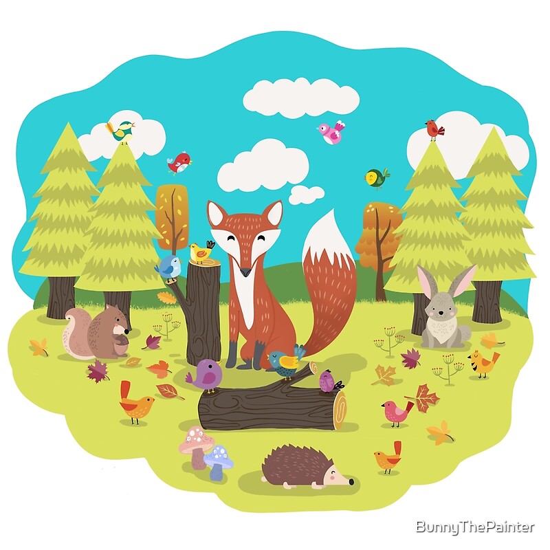 "Forest Friends Fall Frolic" by BunnyThePainter | Redbubble