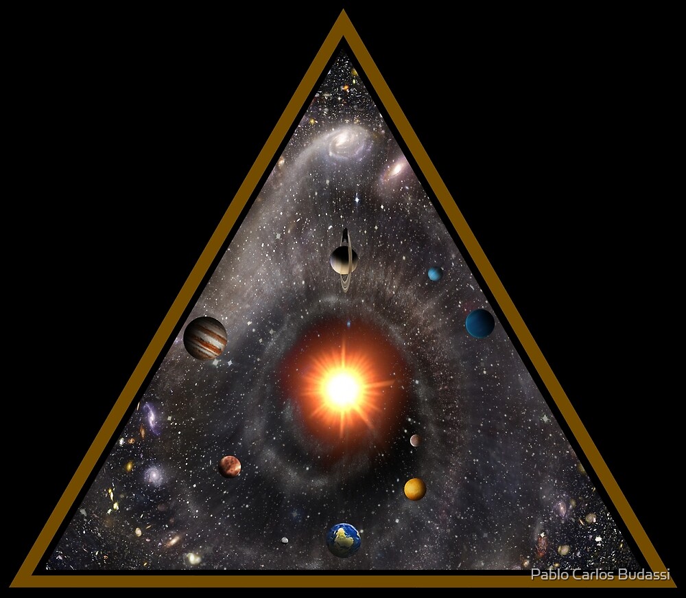 "Solar System & Galaxy Triangle (gold borders)" by Pablo Carlos Budassi ...