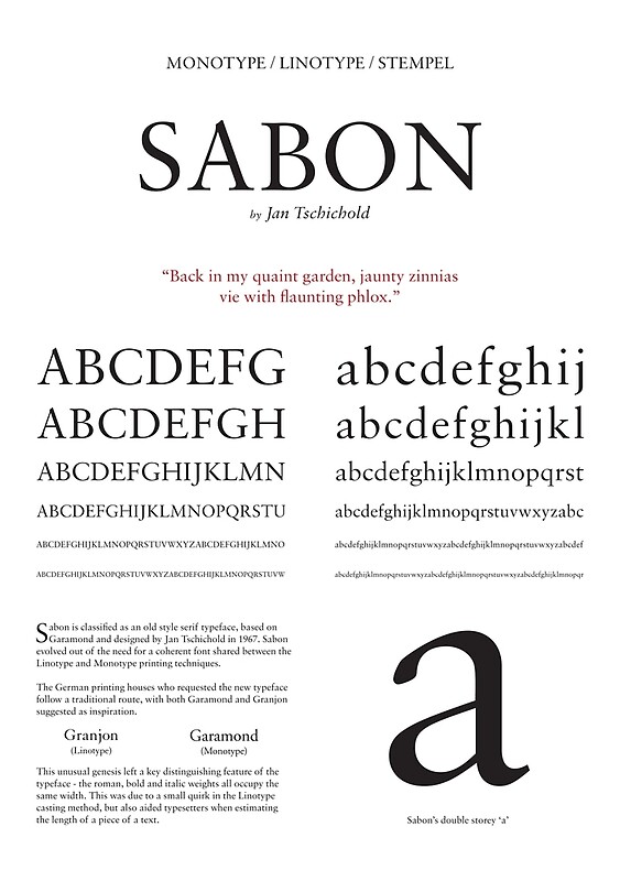 "Sabon Typographic Poster" by britishsteel | Redbubble