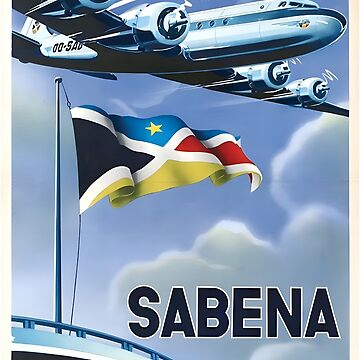 "SABENA DC-6 and Flag Vintage Travel Poster 50's" Framed Art Print for ...