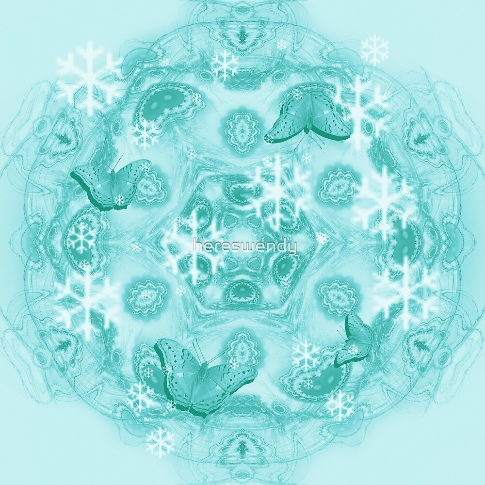 "Butterflies and snow in blue" by hereswendy | Redbubble