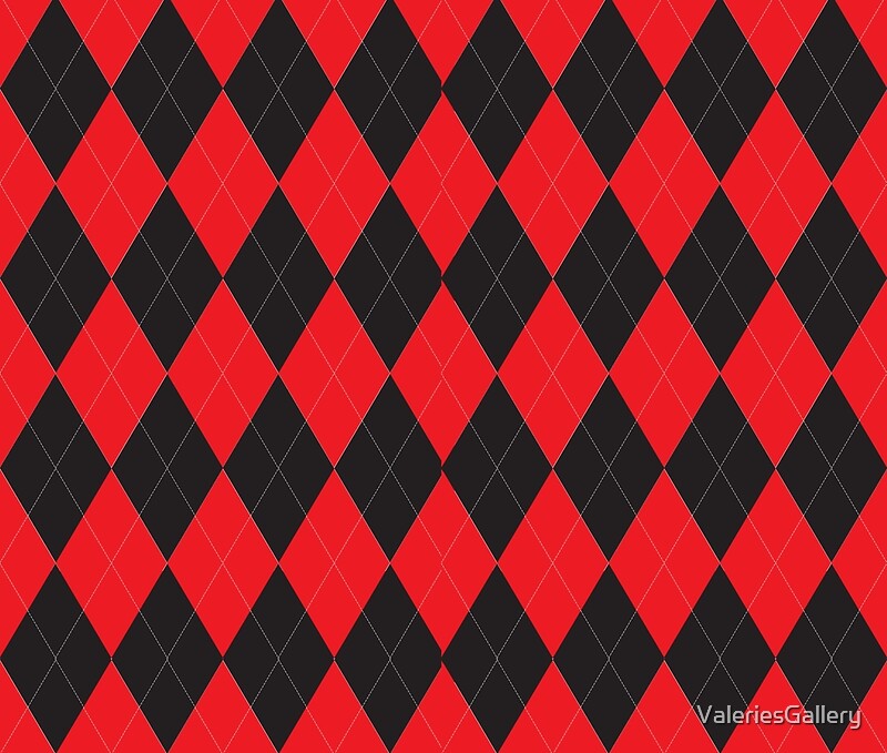 "Red and Black Argyle Pattern" by ValeriesGallery | Redbubble