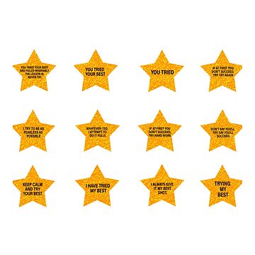 "you tried your best gold star pack of 12 motivational quotes " Sticker ...