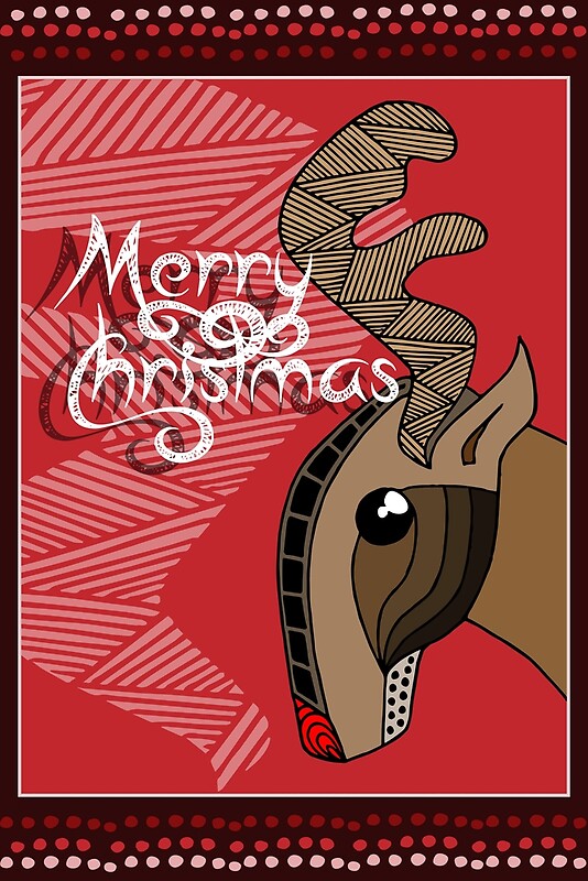 "Australian Aboriginal Art Christmas Reindeer" by wigilwigil | Redbubble