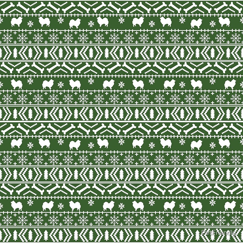 "Japanese Spitz fair isle dog breed silhouette pet art pattern ...