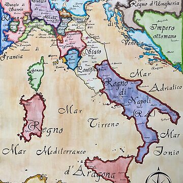 "Map of Italy 1494; Italian Renaissance; Italian States" Sticker for ...