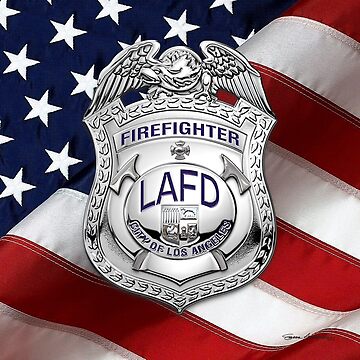 "Los Angeles Fire Department - LAFD Fire Fighter Badge over American ...