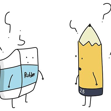 "Animated rubber and pencil" Sticker for Sale by DesignDoubleP | Redbubble
