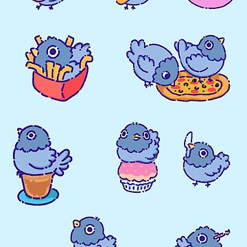 "Cute pigeons and food pattern" Sticker for Sale by tinyartsshop ...