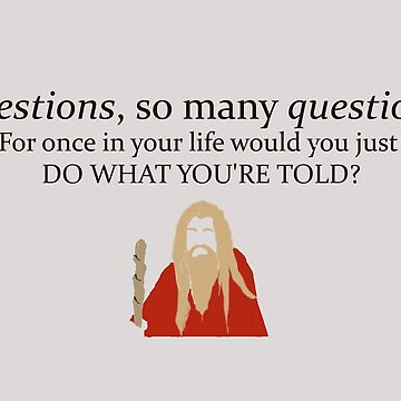 "Old Merlin Quote "Questions, so many questions."" Sticker for Sale by ...