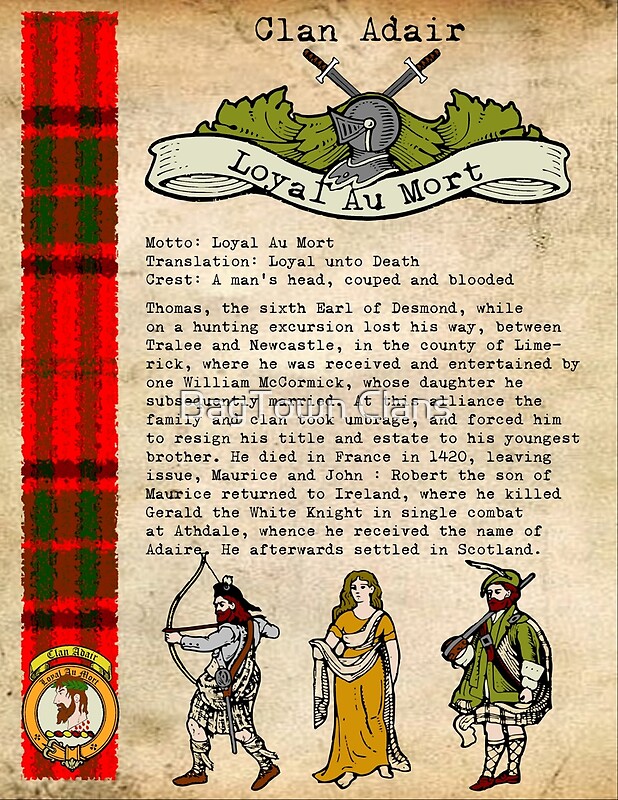 "Clan Adair Family History Poster" by BagTown Clans | Redbubble