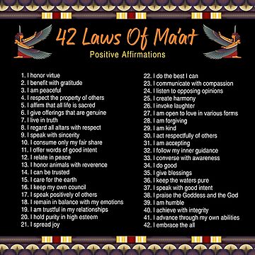 "The 42 Laws Of Maat - Positive Affirmations" Poster for Sale by ...