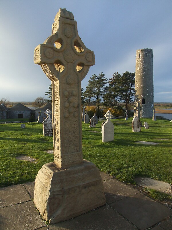 "Celtic cross at Clonmacnoise" by John Quinn | Redbubble