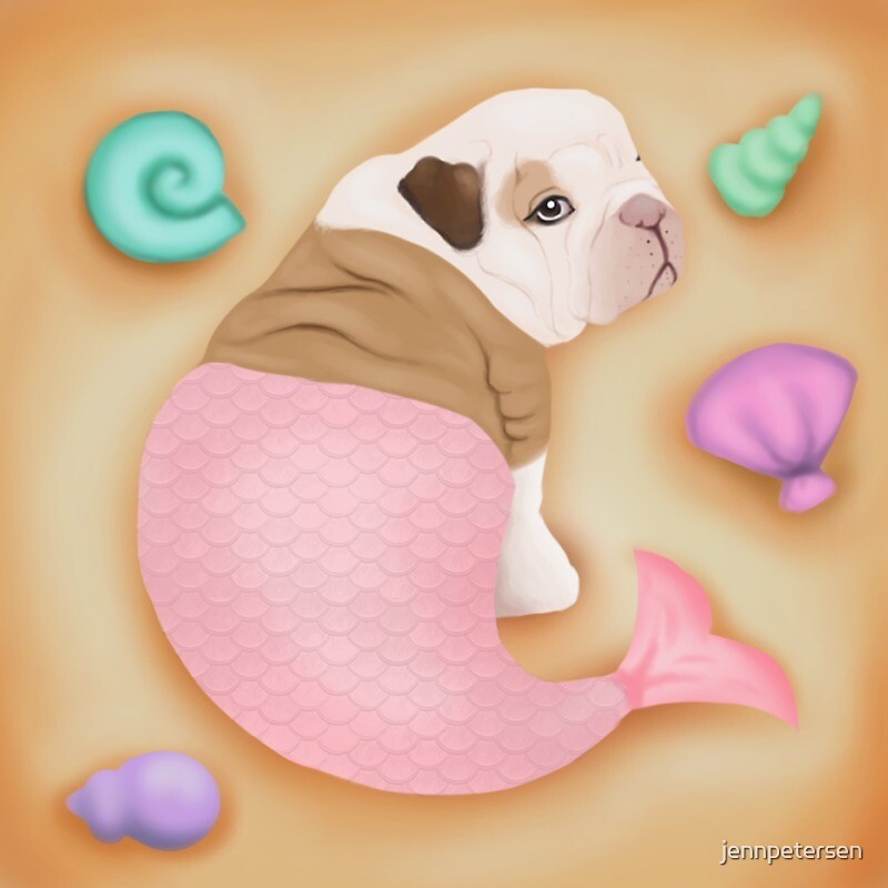 "Bulldog Mermaid" by jennpetersen | Redbubble