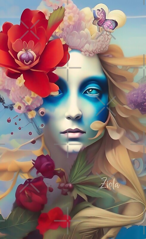 "Pop surreal painting of girl lucid dreaming cute butterflies and ...