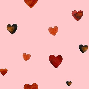 "Red heart pattern cute a watercolor sketch pink" Sticker for Sale by ...