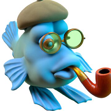 "AI Art Fat Fish Smoking a Pipe wearing a Beret and Glasses" Greeting ...