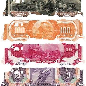"Trains on banknotes - Set 2 - Money" Greeting Card for Sale by cartoon ...