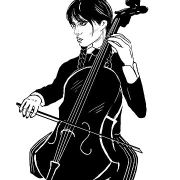 "Wednesday Addams fanart, Wednesday Cello" Sticker for Sale by ...