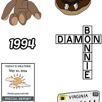 "Damon and bonnie 1994 prison world sticker pack " Sticker for Sale by ...