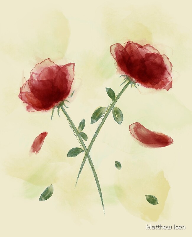 "Two Crossed Roses" by Matthew Isen | Redbubble