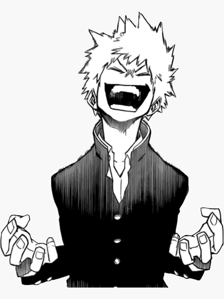 "bakugo katsuki smiling " Sticker by stridetwins | Redbubble