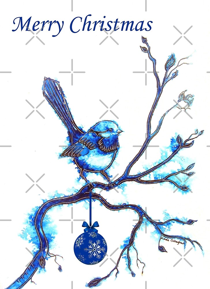 "Christmas Blue Bird" by Linda Callaghan | Redbubble