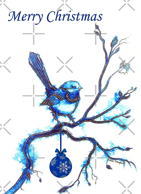 "Christmas Blue Bird" by Linda Callaghan | Redbubble