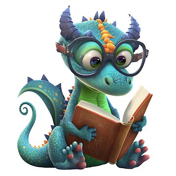 "Cute Cartoon Dragon Reading a Book " Poster for Sale by ...