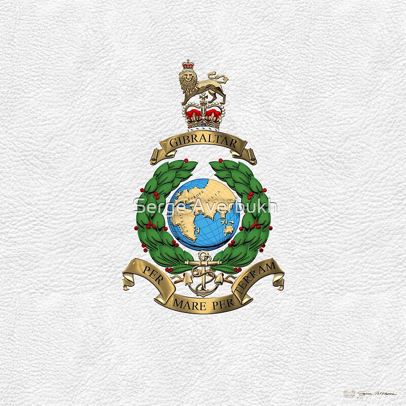 "Royal Marines - RM Badge over White Leather" by Serge Averbukh | Redbubble