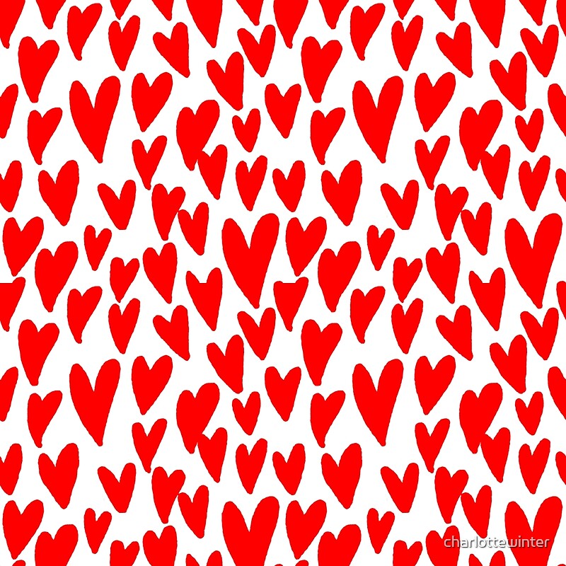Hearts Red And White Love Valentines Day Heart Pattern Minimal By