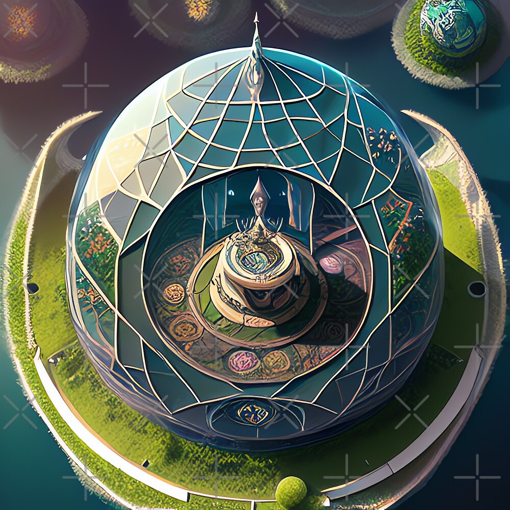 "Solarpunk Glass Temple of Worship: Intricate and Detailed Floating ...