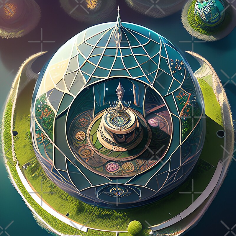"Solarpunk Glass Temple of Worship: Intricate and Detailed Floating ...