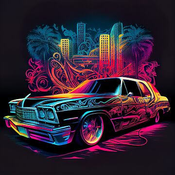 "Electric Neon Modern Lowrider Hot Rod #001" Art Board Print for Sale ...