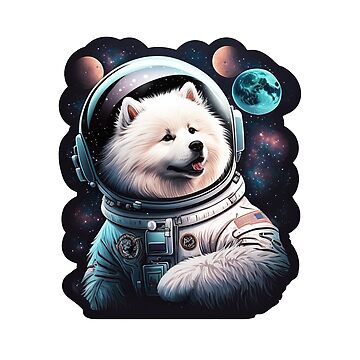 "Samoyed Space cadet Sticker " Sticker for Sale by CosmicCritters ...