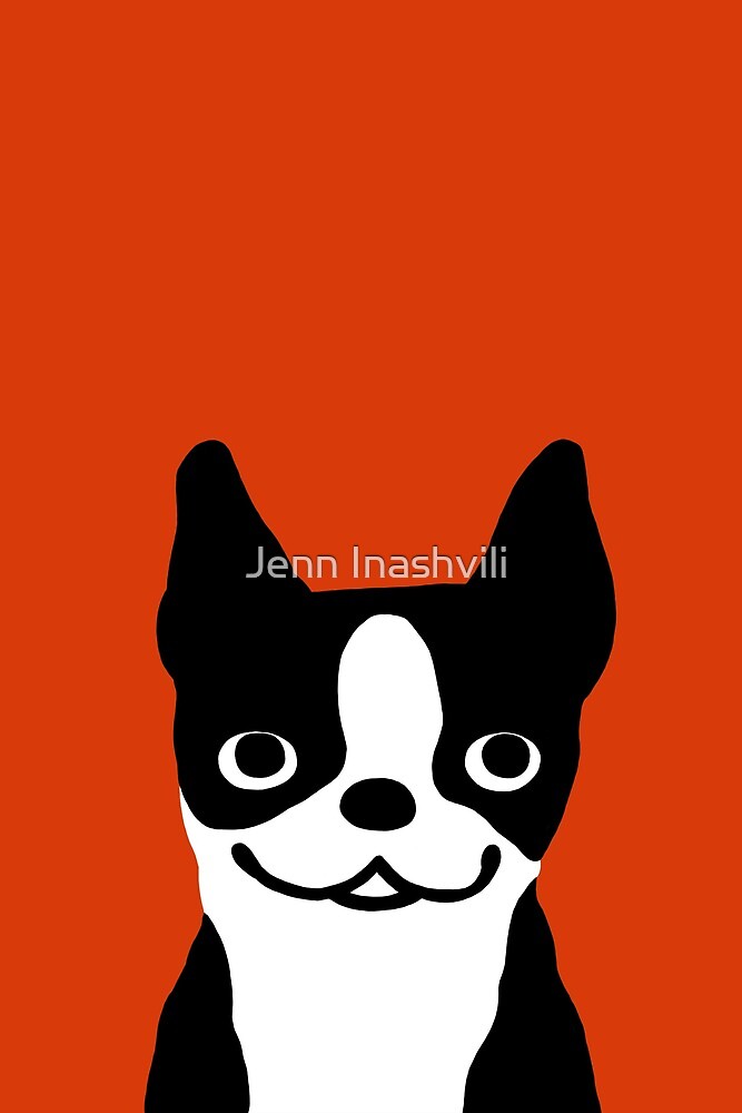 "Boston Terrier Smiling Face" by Jenn Inashvili | Redbubble
