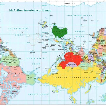 "Map of the world McArthur south up inverted map" Poster for Sale by ...