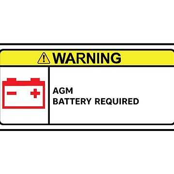 "AGM BATTERY REQUIRED WARNING UNDER HOOD STICKER" Sticker for Sale by ...