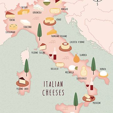 "Illustrated map of Italian cheeses" Poster for Sale by ymkesinfogr ...